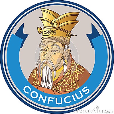Confucius Vector Portrait In Line Art Illustration | CartoonDealer.com ...