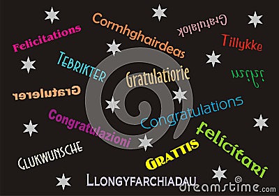 Congratulations Banner Multiple Languages Stock Photo - Image: 55732641