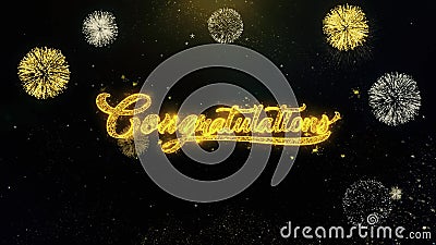 Congratulations Written Gold Particles Exploding Fireworks Display ...