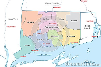 Counties Of Connecticut Political Map Stock Photography | CartoonDealer ...