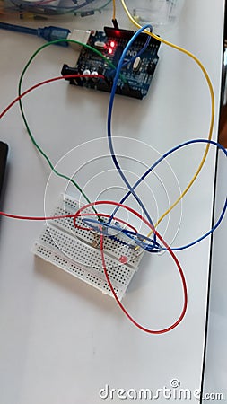 The Connection Between Breadboard And Arduino Uno Royalty-Free Stock Photo | CartoonDealer.com ...
