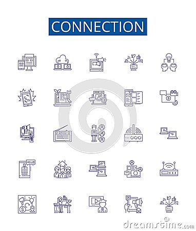 Connection Line Icons Signs Set. Design Collection Of Link, Union, Bond ...