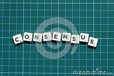 Consensus Word Made Of Square Letter Block On Green Square Mat ...