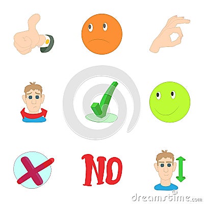 Consent And Refusal Icons Set, Cartoon Style | CartoonDealer.com #80351445