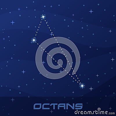 Constellation Octans, Octant, Night Star Sky Vector Illustration ...