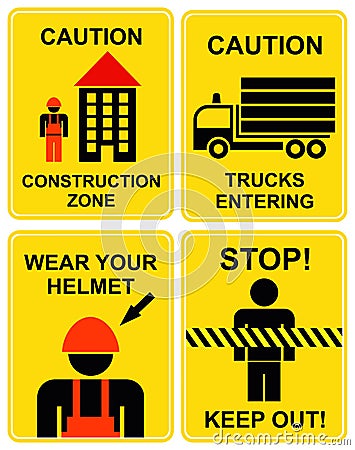 Construction Area Signs Vector Illustration | CartoonDealer.com #12636564