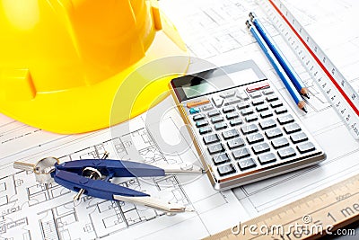 Construction Drawing And Tools Royalty-Free Stock Image | CartoonDealer ...