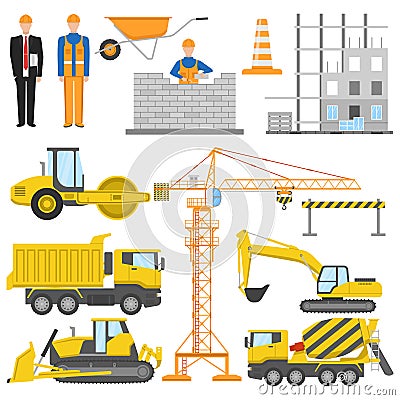 Construction Flat Elements Set Cartoon Vector | CartoonDealer.com #75597827