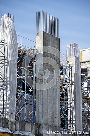 Construction Of High-rise Buildings, Concrete Formwork, Rebar Frame ...