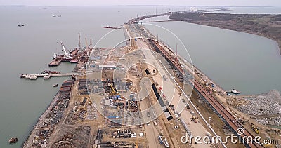 Construction of the Crimea Bridge on March 22, 2018 Stock Footage ...