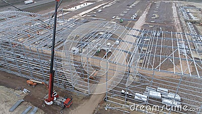Construction of a Large Warehouse Distribution Centre Unit Aerial View ...