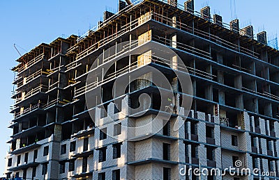 Construction, A Multi-storey Building Overlapping Slabs And Brick ...