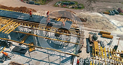 Construction Process of a Modern Football Stadium. Builders Make ...