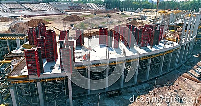 Construction Process of a Modern Football Stadium. Builders Make ...