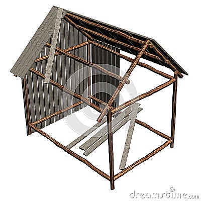 Construction Of Shed On The White Background. 3D Royalty-Free Stock ...