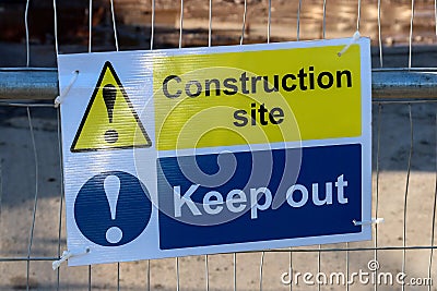Construction Site Keep Out Sign On A Perimeter Fence Royalty-Free Stock ...