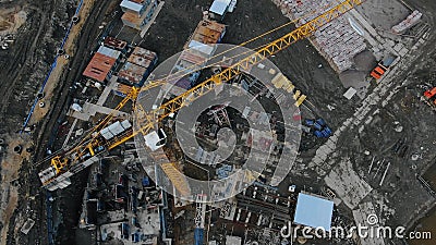 Construction Site Top View, Camera Shows an Overview of Construction ...