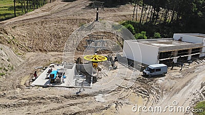 Construction of a Ski Lift in Summer. the Lower Extract of the Station ...