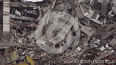 View of Construction Waste, Concrete Debris with Reinforcement and ...