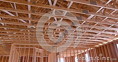 Construction of a Wooden Building Showing Wood Beam Framework with ...