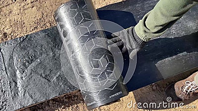 Construction Work on Waterproofing the Foundation. Roll Waterproofing ...