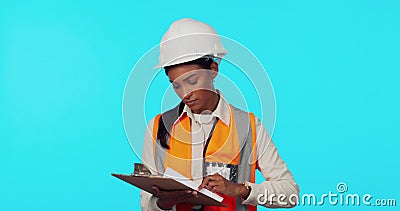 Construction Worker, Inspection and a Woman with Paperwork for ...