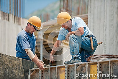 Construction Workers Installing Formwork Frames Royalty Free Stock ...