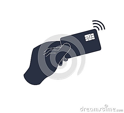Contactless Payment, Credit Card And Hand Tap Pay Wave Logo. Vector ...
