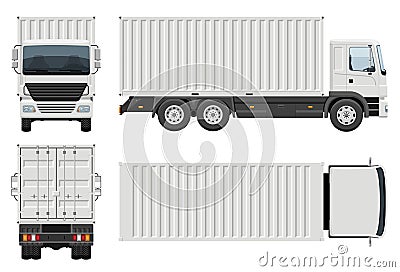 Container Truck Vector Template Side, Front, Back, Top View ...