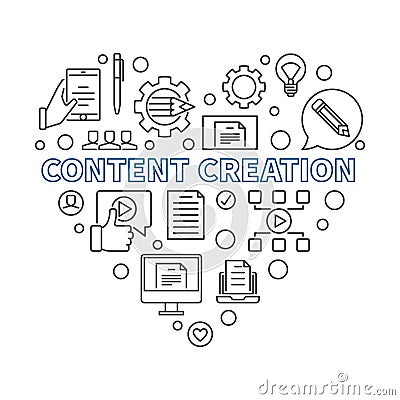 Content Creation Vector Minimal Outline Heart Illustration ...