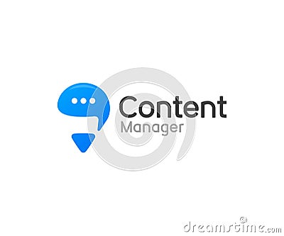 Content Manager Logo Design. Speech Bubble With Pencil, Writing Blog ...