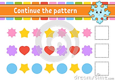 Continue The Pattern. Education Developing Worksheet. Game For Kids ...