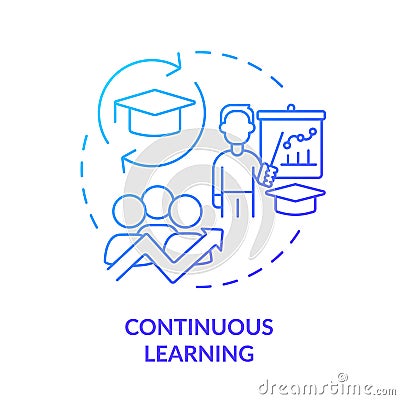 Continuous Learning Blue Gradient Concept Icon Cartoon Vector ...