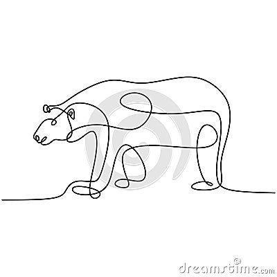 Continuous Line Drawing Of Bears. A Giant Bear Walking Forward In The ...