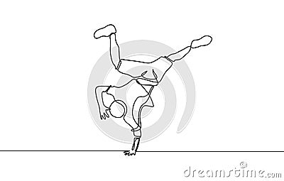 Continuous Line Drawing Break Dancer Dancing Sport Theme Isolated On ...