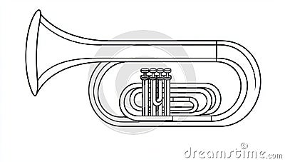 A Continuous Line Drawing Of A Classical Baritone Horn Stock Image ...