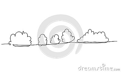 Continuous Line Drawing. Clouds.doodle Hand Drawing Style Vector ...