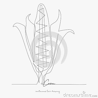 Continuous Line Drawing. Corn. Simple Vector Illustration. Corn Concept ...