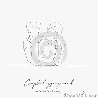 Continuous Line Drawing. Couple Hugging Each Other. Simple Vector ...