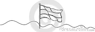 Continuous Line Drawing Of Flag. Single Line Drawing Of A Silhouette Of ...