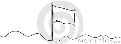 Continuous Line Drawing Of Flag. Single Line Drawing Of A Silhouette Of ...