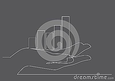 Continuous Line Drawing Of Hand Showing Growth Chart Vector ...