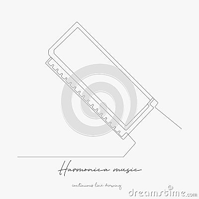 Continuous Line Drawing. Harmonica Music Instrument. Simple Vector ...
