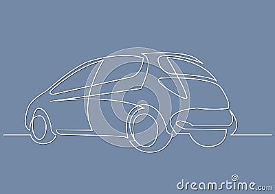 Continuous Line Drawing Of Hatchback Car Cartoon Vector | CartoonDealer ...