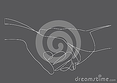 Continuous Line Drawing Of Holding Hands Together Cartoon Vector ...