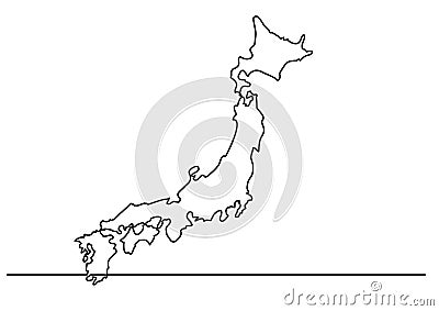Continuous Line Drawing - Map Of Japan Cartoon Vector | CartoonDealer ...
