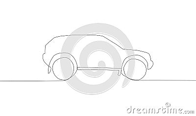 Continuous Line Drawing Of Motor Car Cartoon Vector | CartoonDealer.com ...
