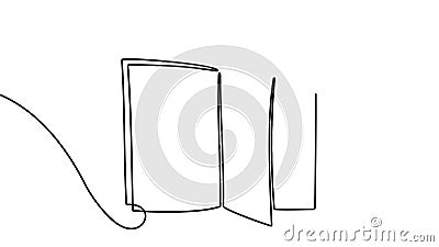 Continuous Line Drawing of Open Book with Page Turning Motion Design ...
