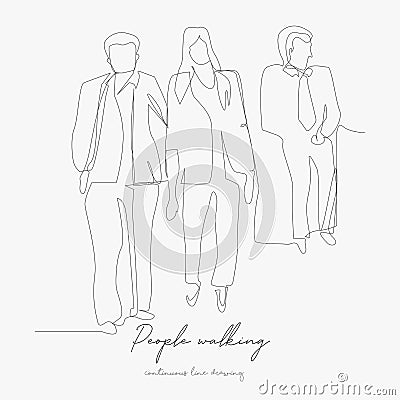 Continuous Line Drawing. People Walking. Simple Vector Illustration ...