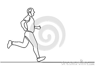 Continuous Line Drawing Of Running Man. Minimalist Athlete Art Vector ...